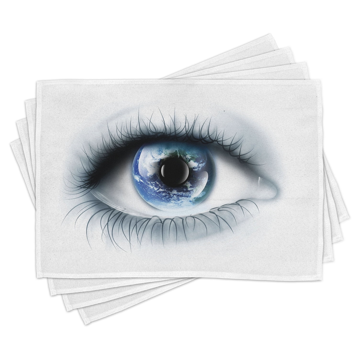 Ambesonne Eye Place Mats Set of 4, Planet Earth Reflection, Standard ...