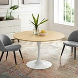 47 inch Dining Table, Round, Natural Brown White, Wood, Metal Steel ...