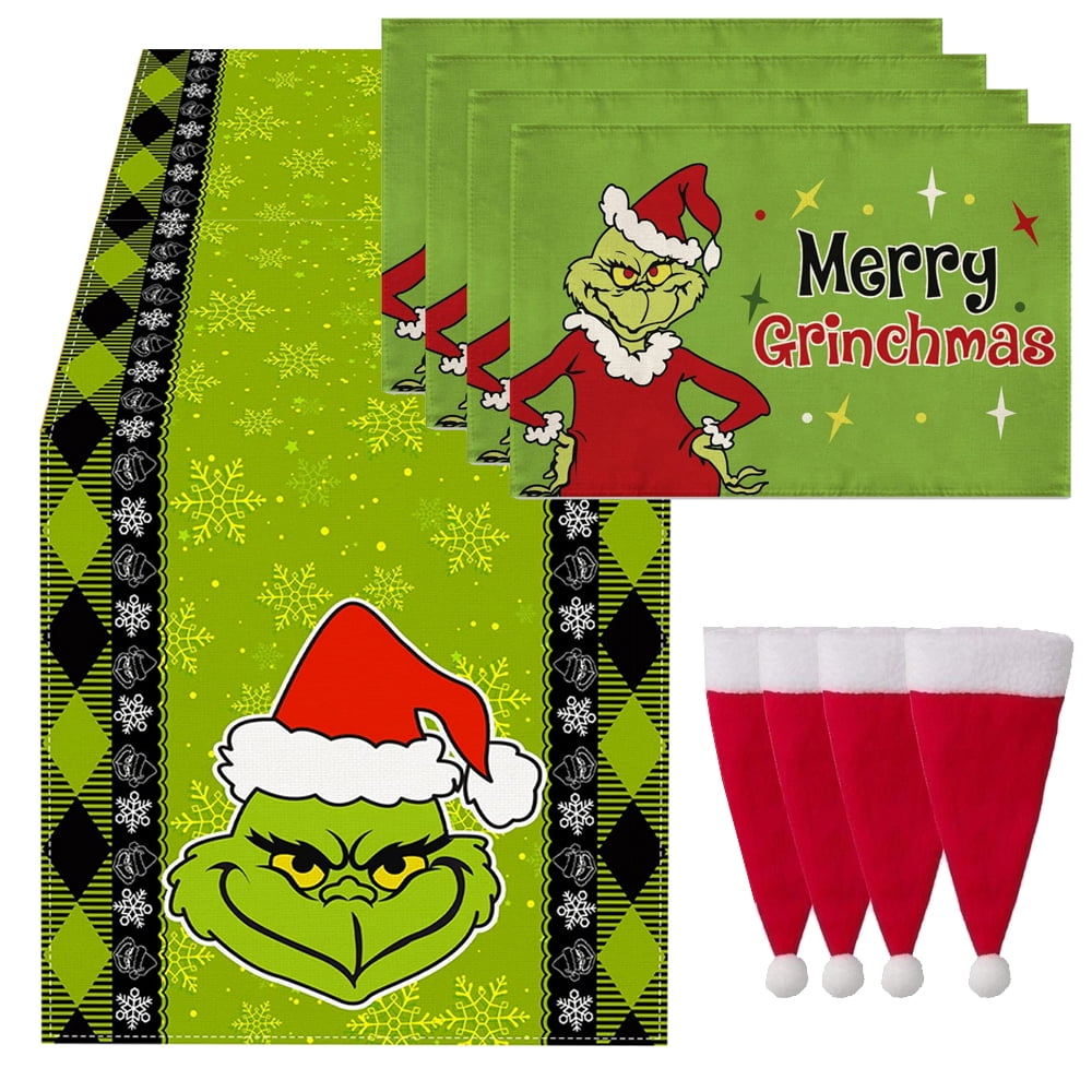 Grinch Green and Black Buffalo Plaid Christmas Table Runner Merry ...