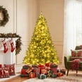 5FT Pre-Lit Artificial Christmas Tree, Hinged Spruce Xmas Full Tree ...