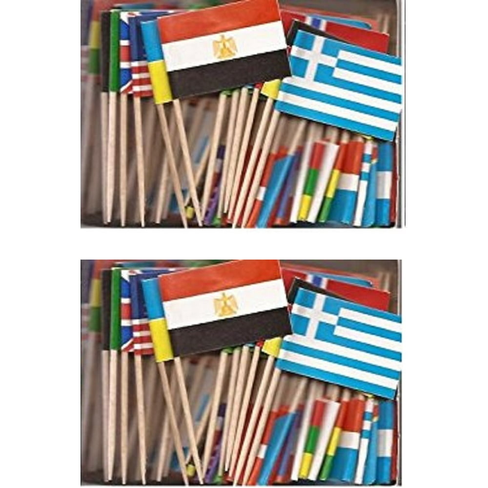 2 Boxes of Assorted World Toothpick Flags, 200 Small Assorted Country ...