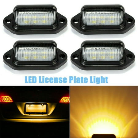 4x Amber 6 LED License Plate Tag Lights Step Footwell Lamp Boat Truck ...