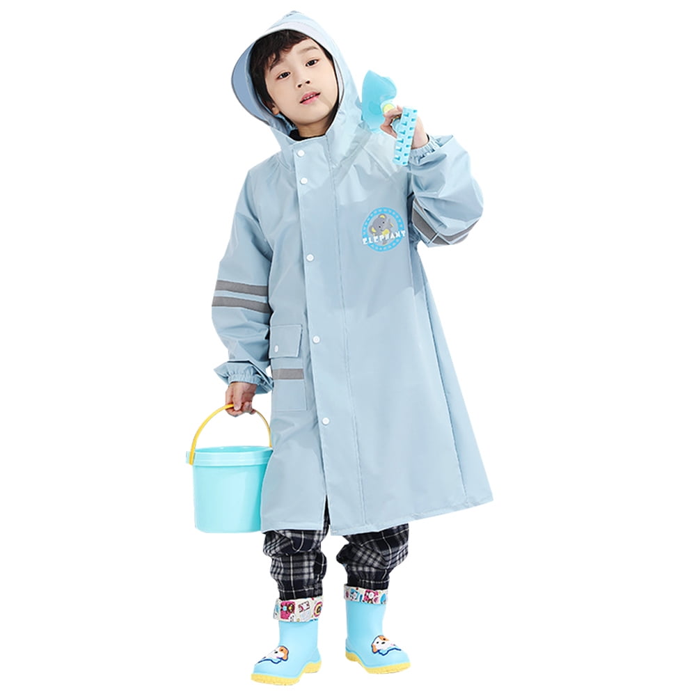 Blue children's raincoat with schoolbag, male and female middle and ...