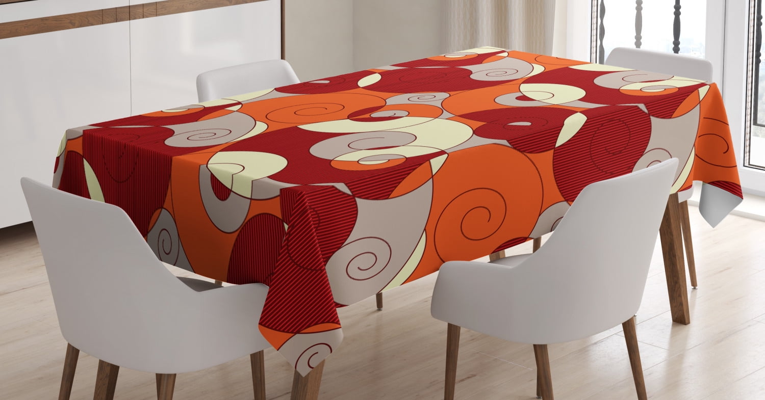 Contemporary Tablecloth, Spirals Pattern in Warm Colors Artistic ...