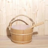 Sauna Bucket and Ladle Set for Steaming Room 4L Wooden Bucket with ...