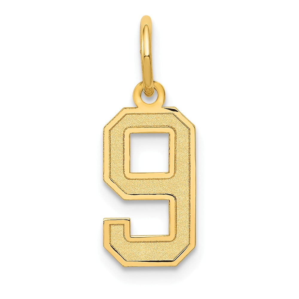 FB Jewels 14K Yellow Gold Small Satin Number 9 Charm - Walmart.com