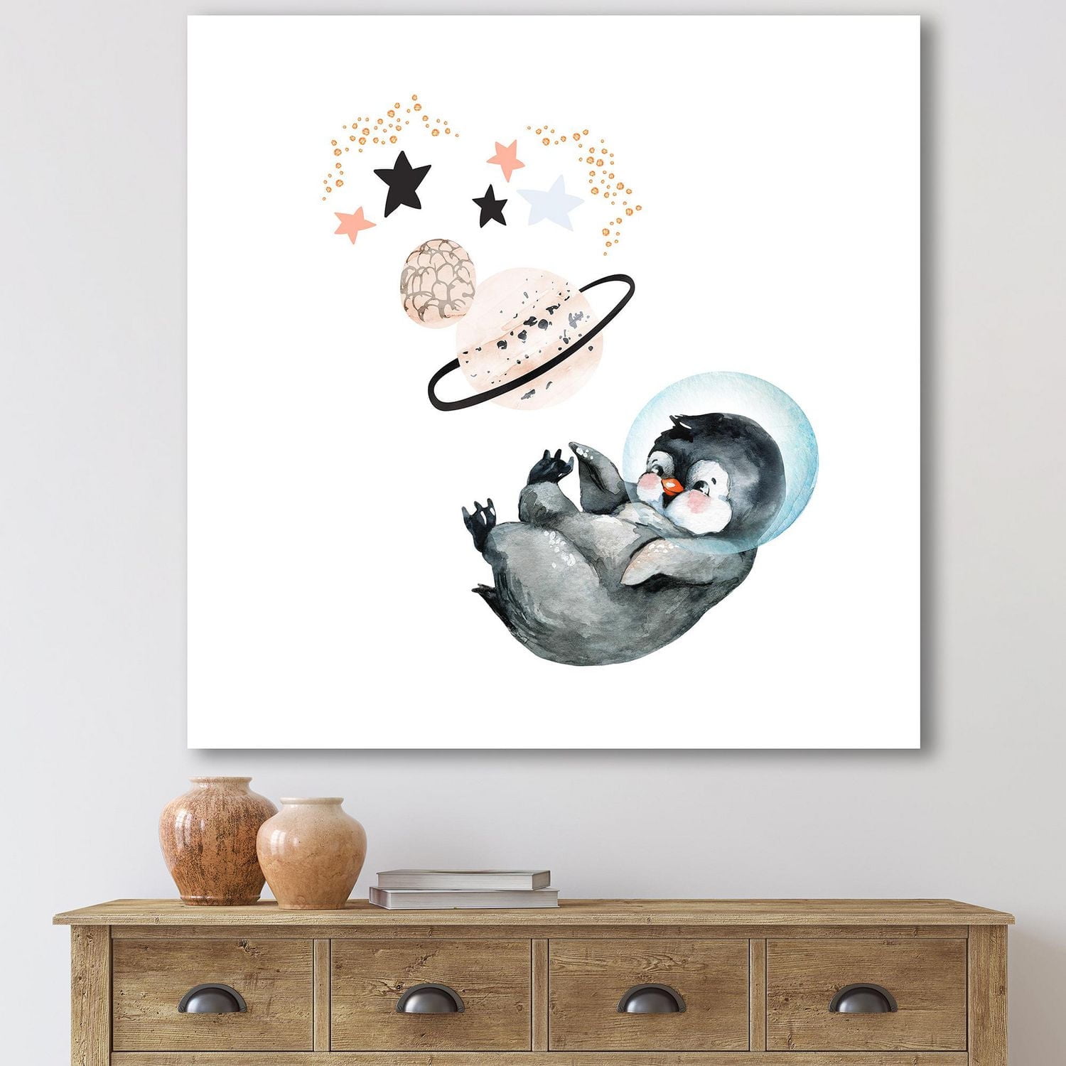 Click here for Designart Little Penguin With Stars And Planets I... prices