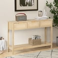 LAZZO Narrow Entryway Console Table with Storage, 3 Rattan Drawers ...