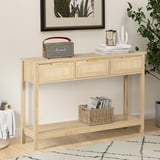 LAZZO Narrow Entryway Console Table with Storage, 3 Rattan Drawers ...