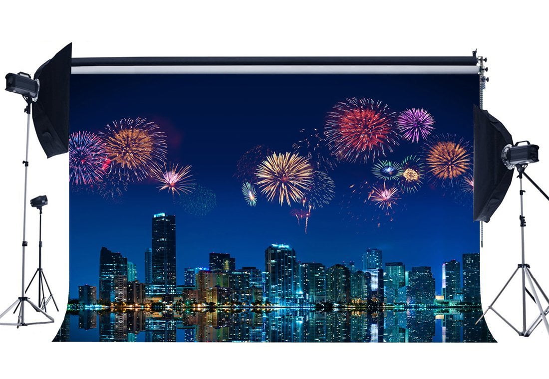 ABPHOTO 7x5ft Photography Backdrop Merry Christmas Fancy Fireworks ...