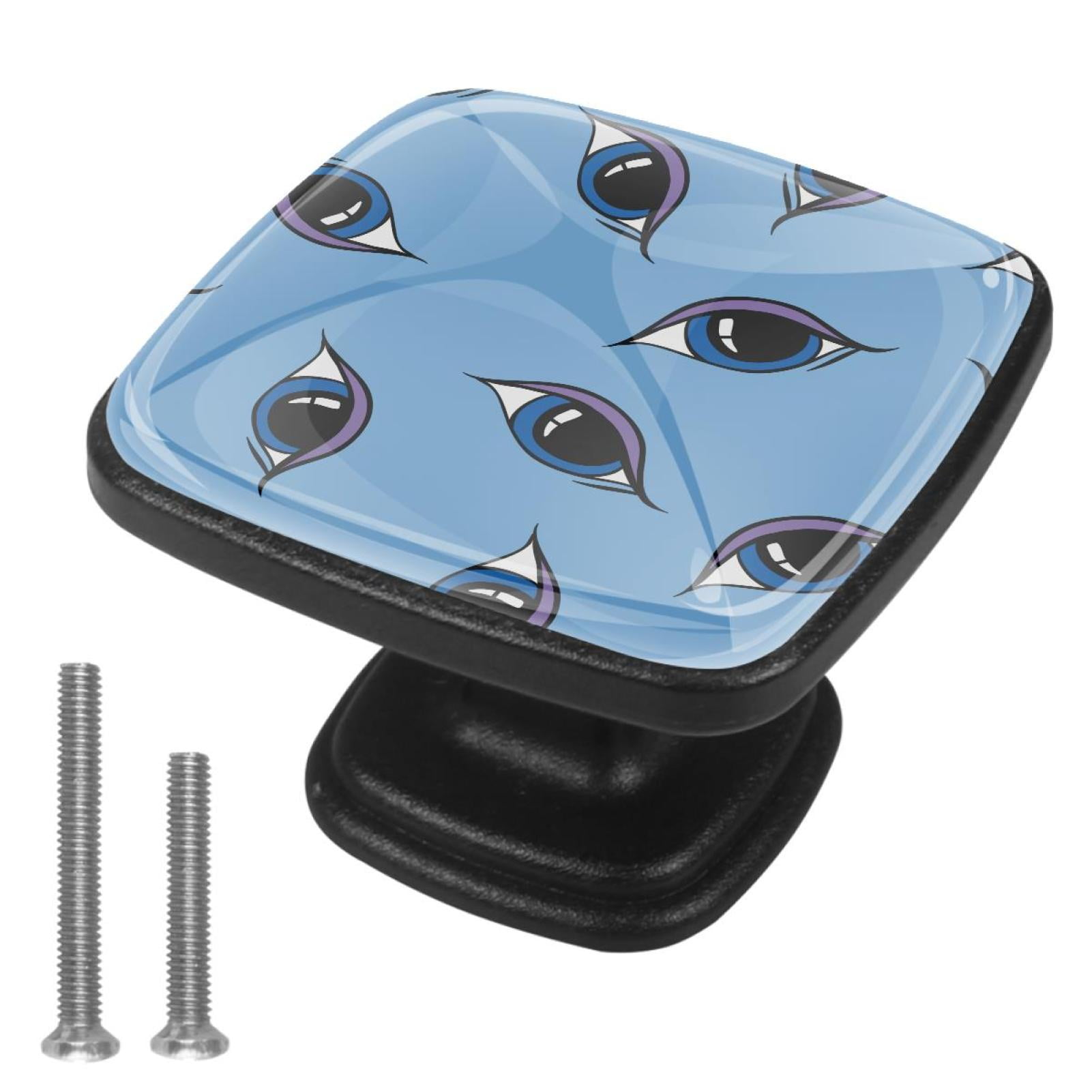 4 Pcs Cabinet Handle Drawer Pulls Eyes Pattern Knobs with Screws Square ...