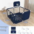 Large Foldable Baby Playpen, Portable 4-Panel Play Yard with Basketball ...