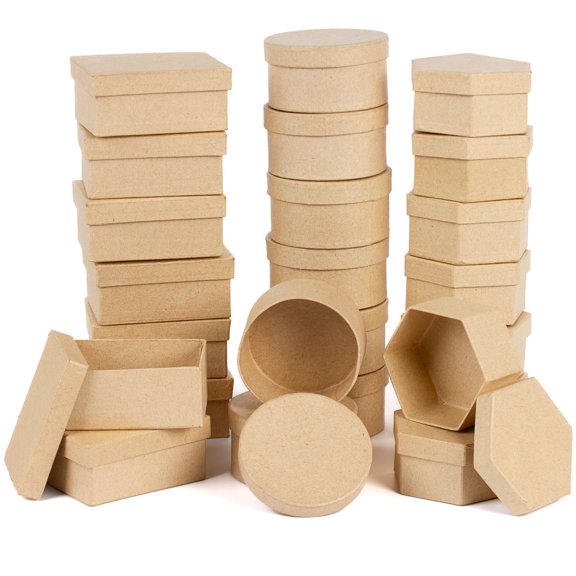 24 Mini Paper Mache Oval Boxes with Lids - Group Activities, Small ...