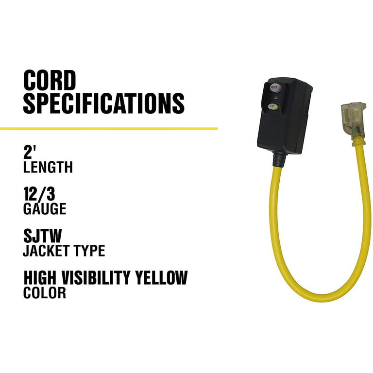 Yellow Jacket Gfci Extension Cord Yellow Jacket 2877 120V/15A Right