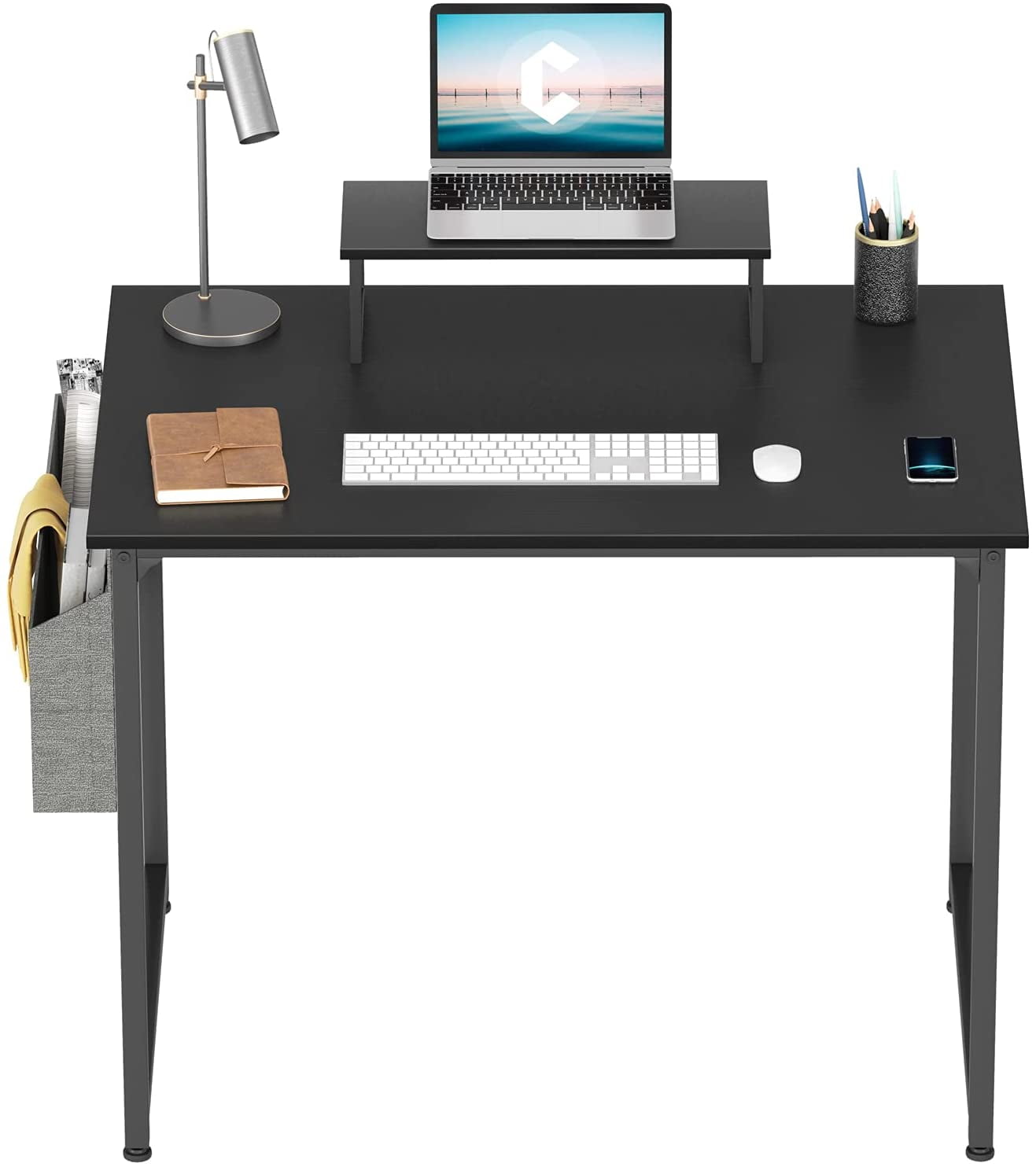 CubiCubi 32" Computer Desk with Small Table and Storage Bag, Black ...