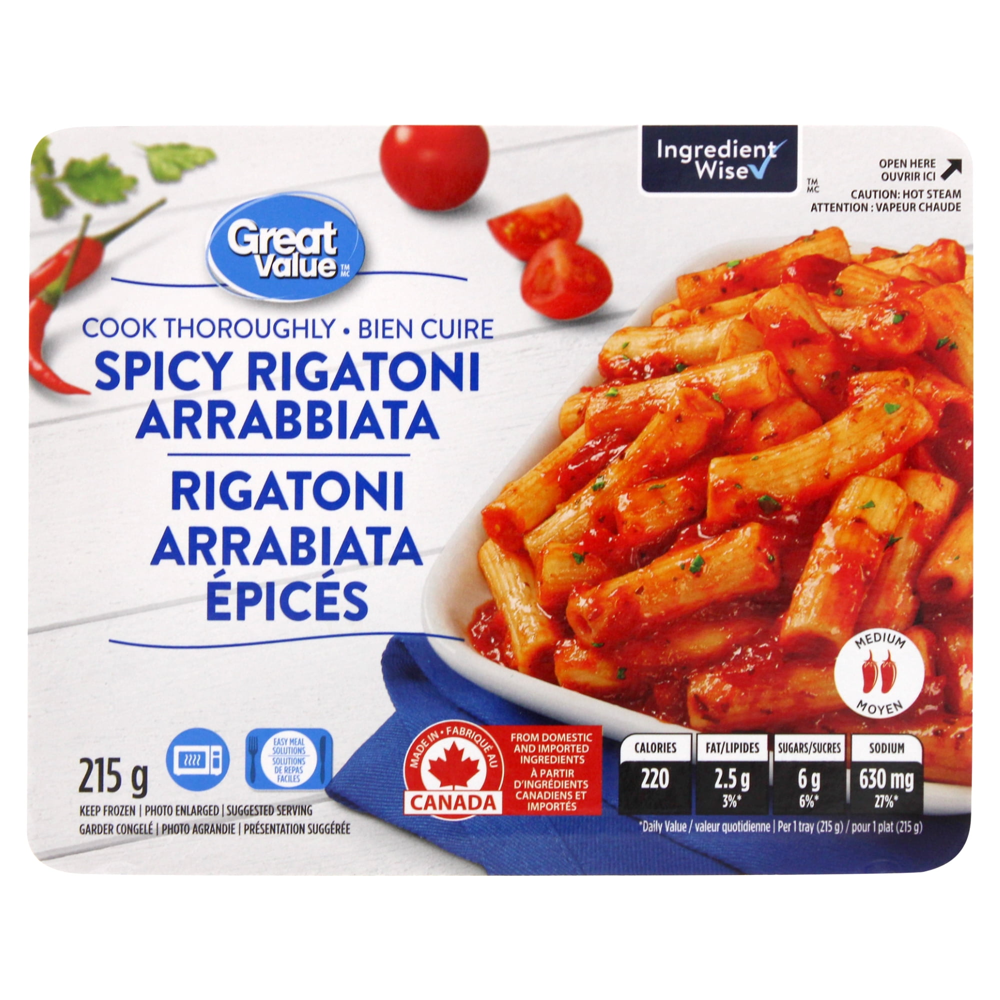 Click here for Great Value Spicy Rigatoni Arrabbiata 215 G prices