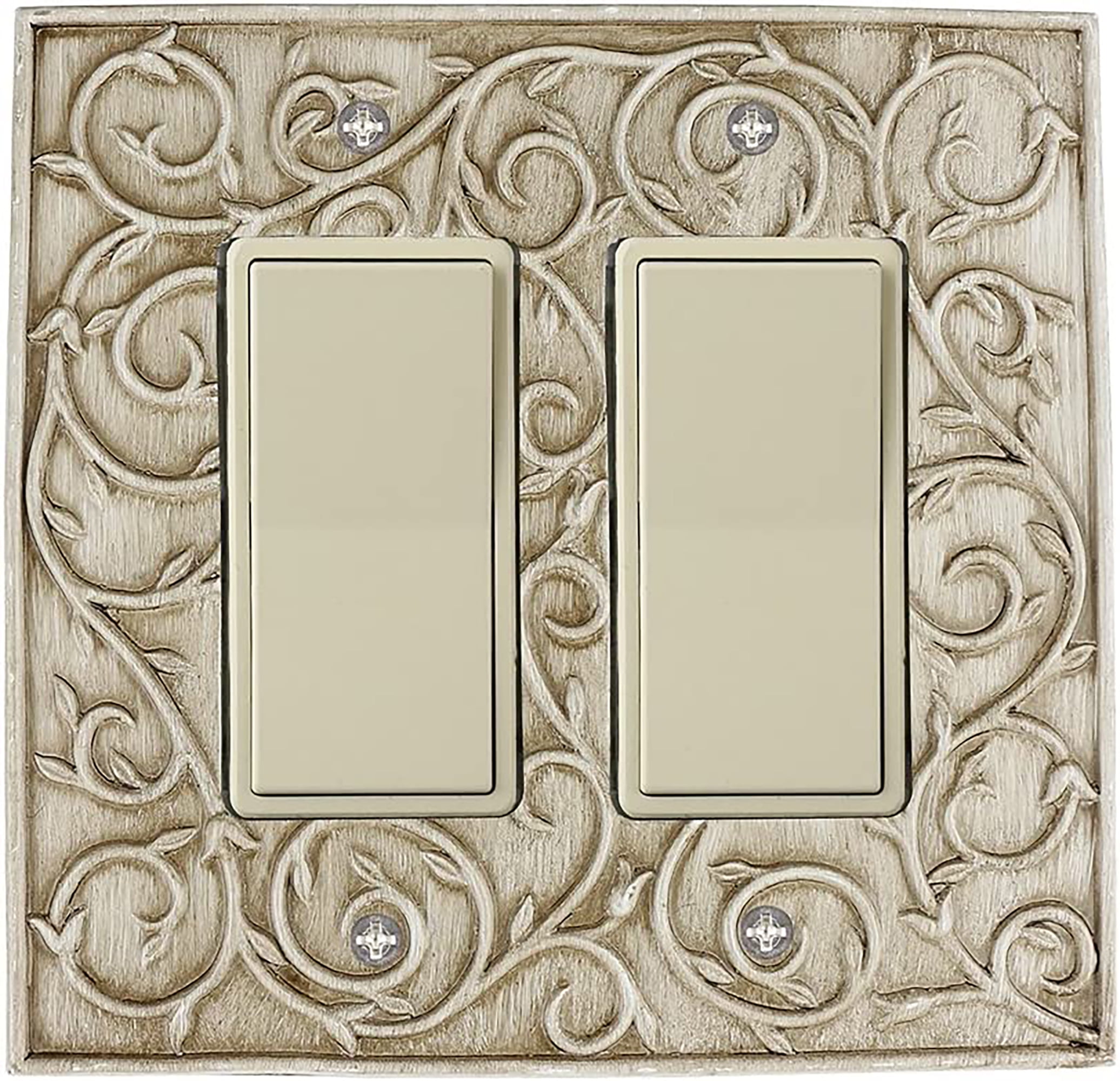 Meriville French Scroll 2 Rocker Wallplate, Double Switch Electrical ...