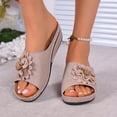 Beige Ladies Fashion Casual Spring Summer Comfortable Solid Color Open ...