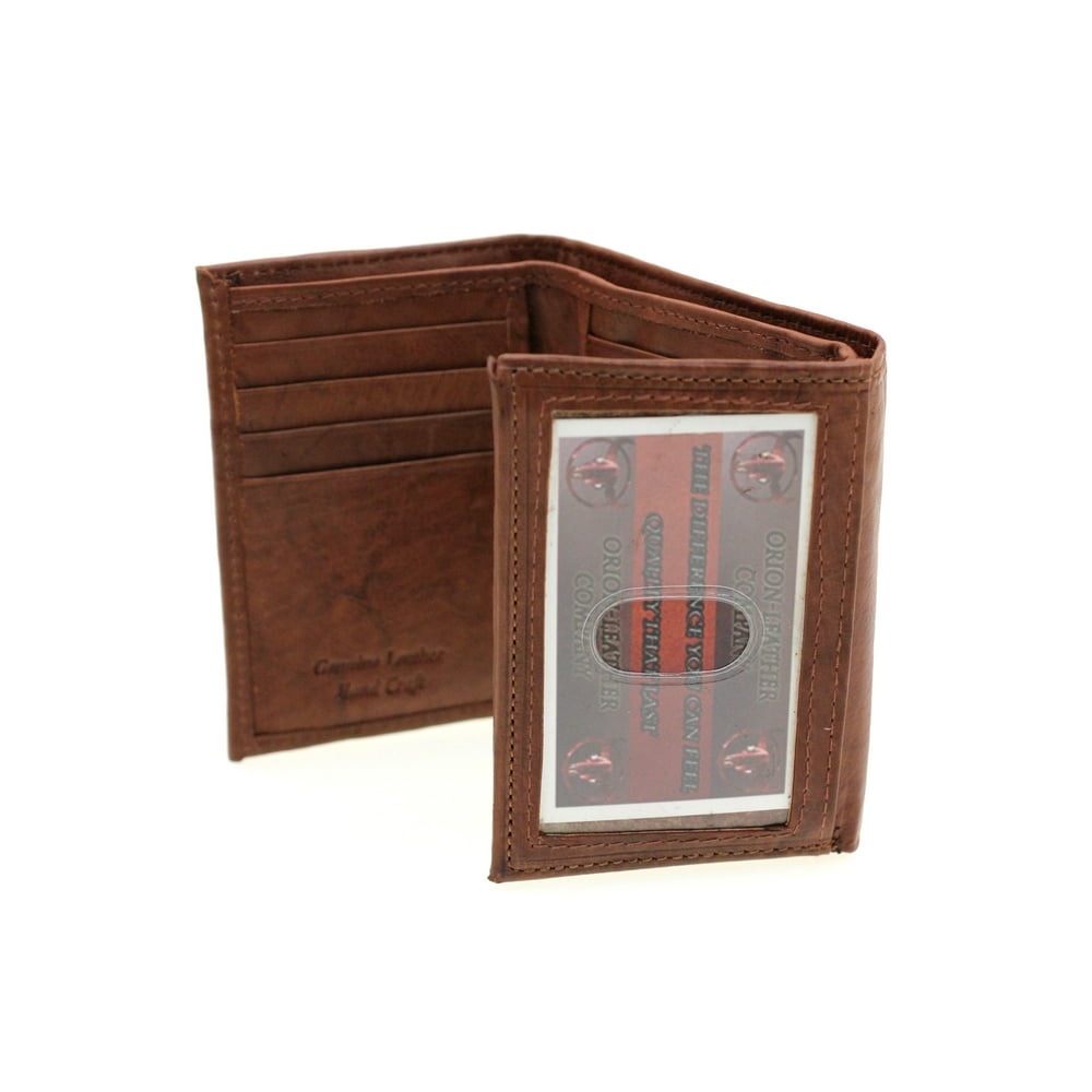 Paul & Taylor - Mens Leather Trifold Wallet ID Outside 2 Bill Sections ...