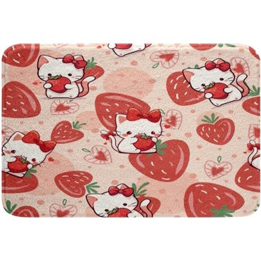 UKELER Cute Strawberry Shape Bathroom Rug for Kids Non Slip Absorbent ...