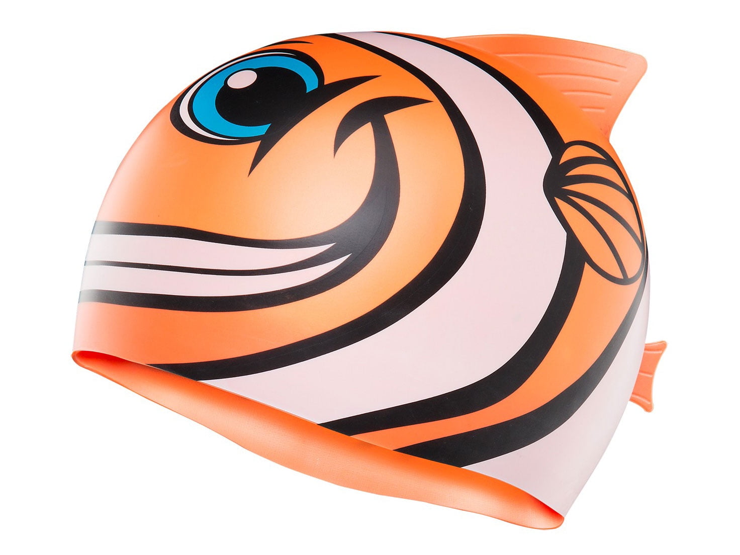 TYR Sports Kids' Charactyer Happy Fish Swim Cap, Orange, One-Size ...