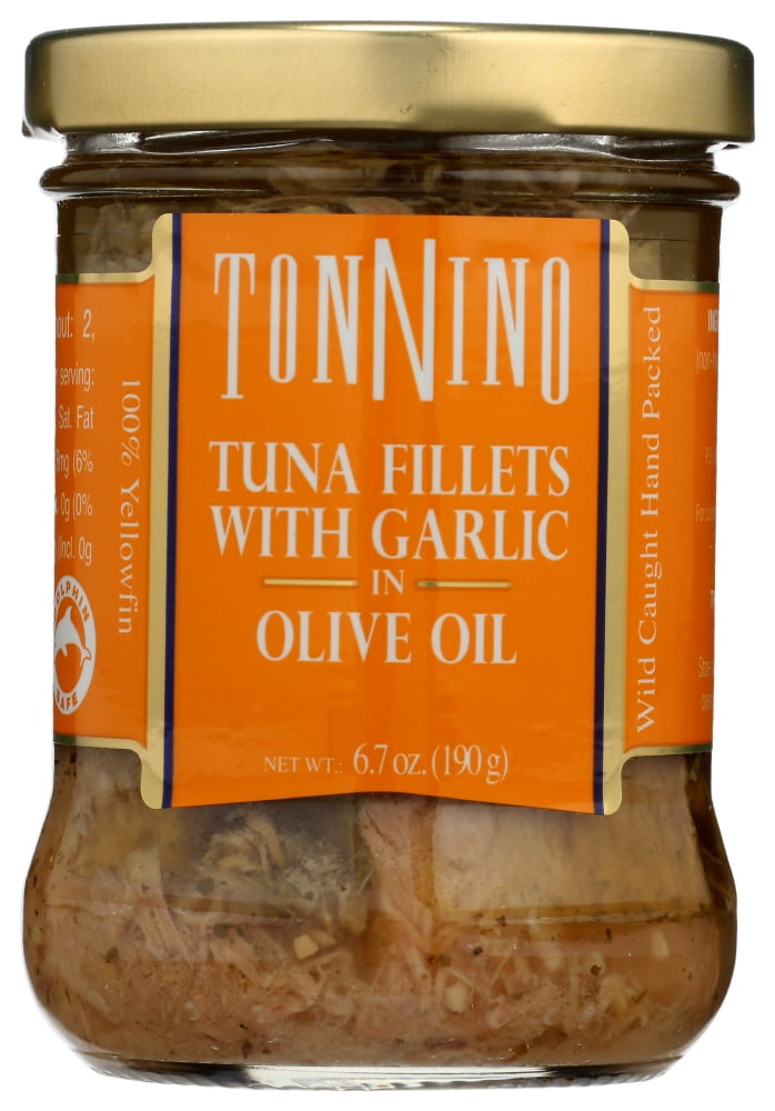 Tonnino Tuna Yellowfin Jarred Premium Tuna Fillet in Garlic & Olive Oil ...