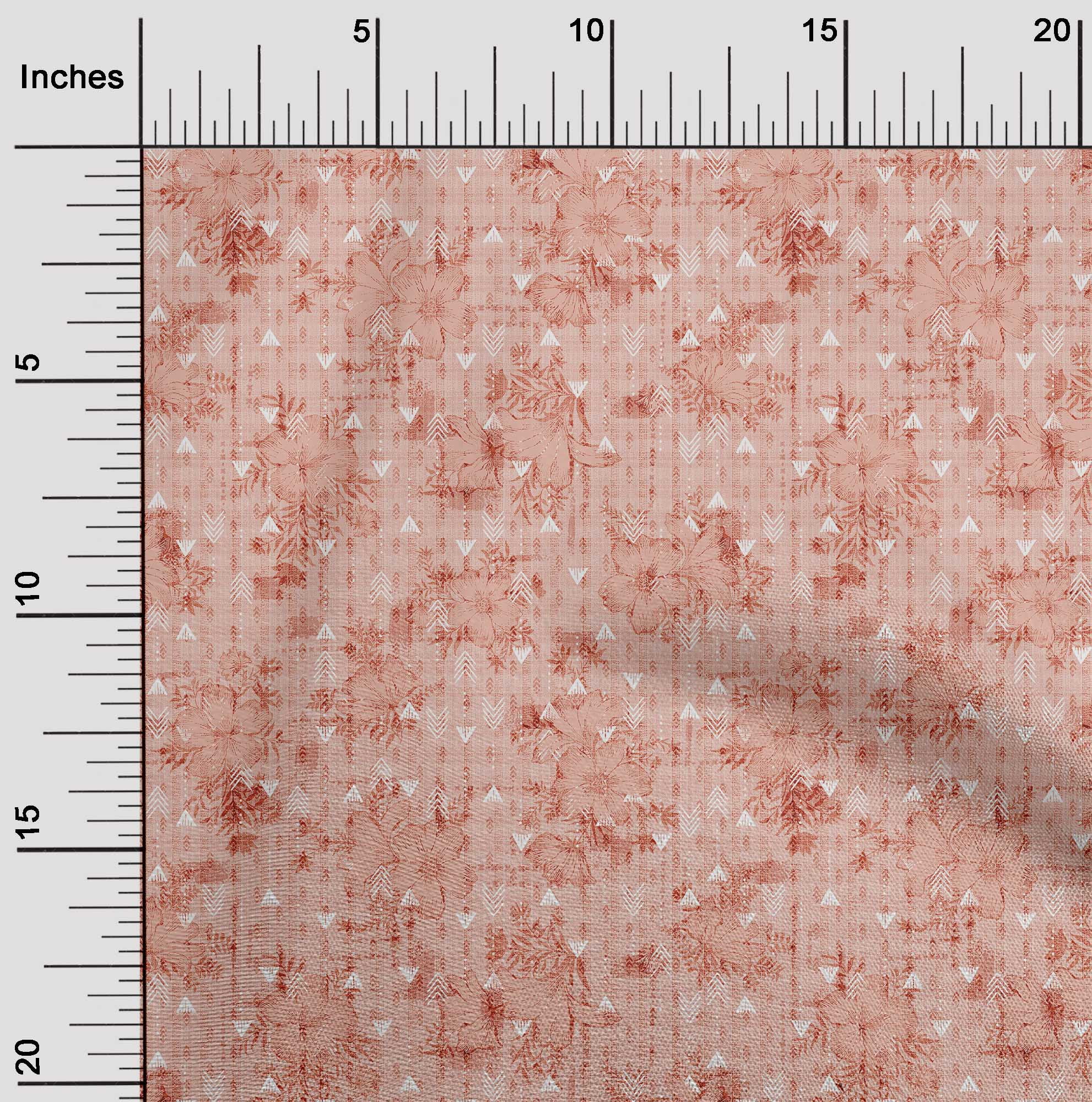 oneOone Silk Tabby Pink Salmon Fabric Texture & Triangle Geometric ...