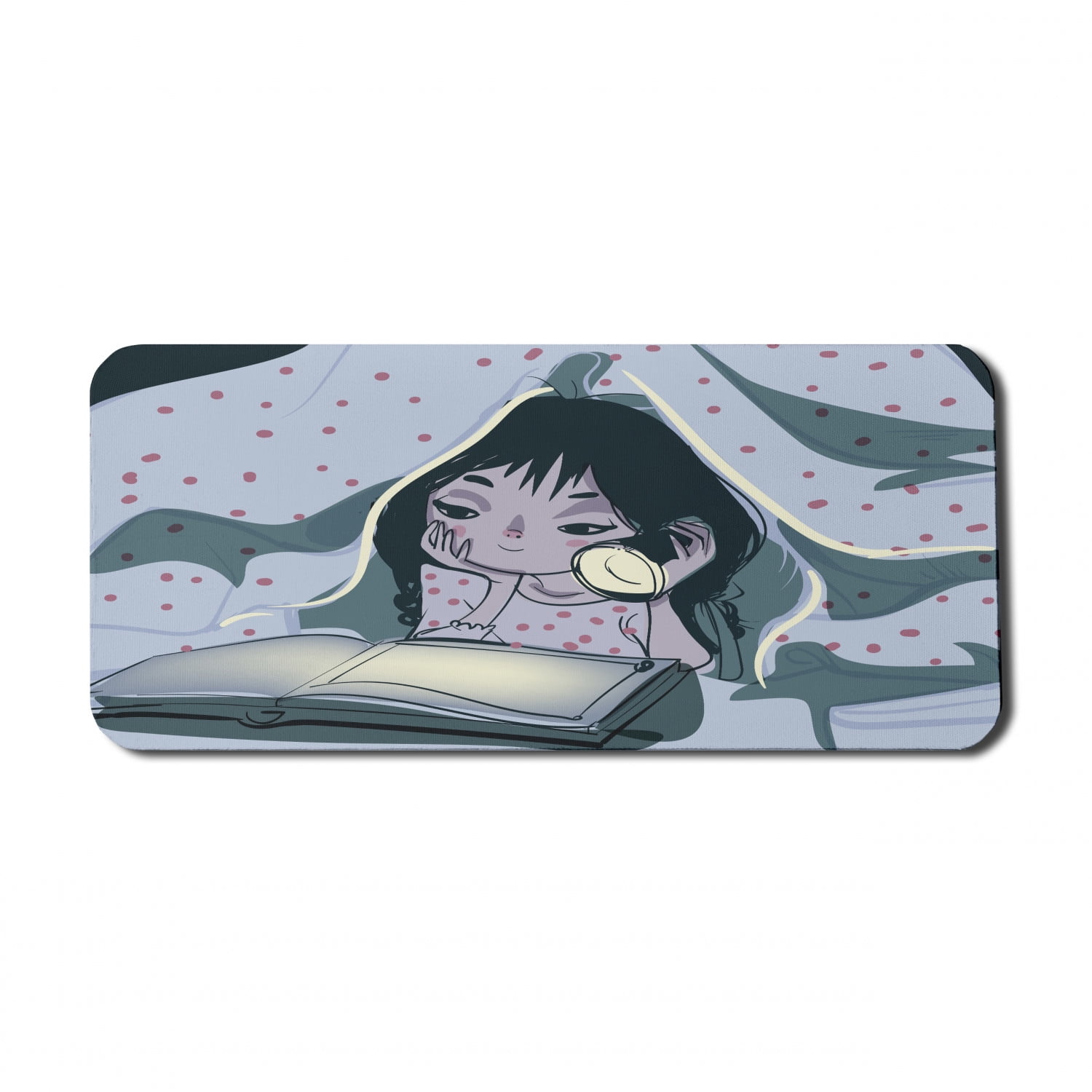 Cartoon Computer Mouse Pad, Little Girl Reading Book Under Blanket ...