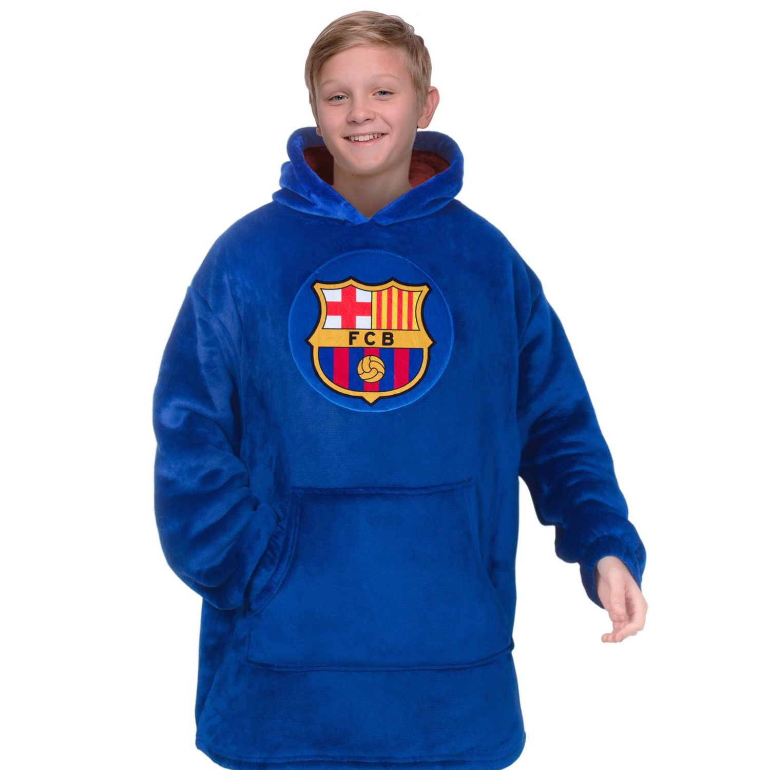 Click here for Fc Barcelona Boys/Girls Crest Oversized Blanket Ho... prices
