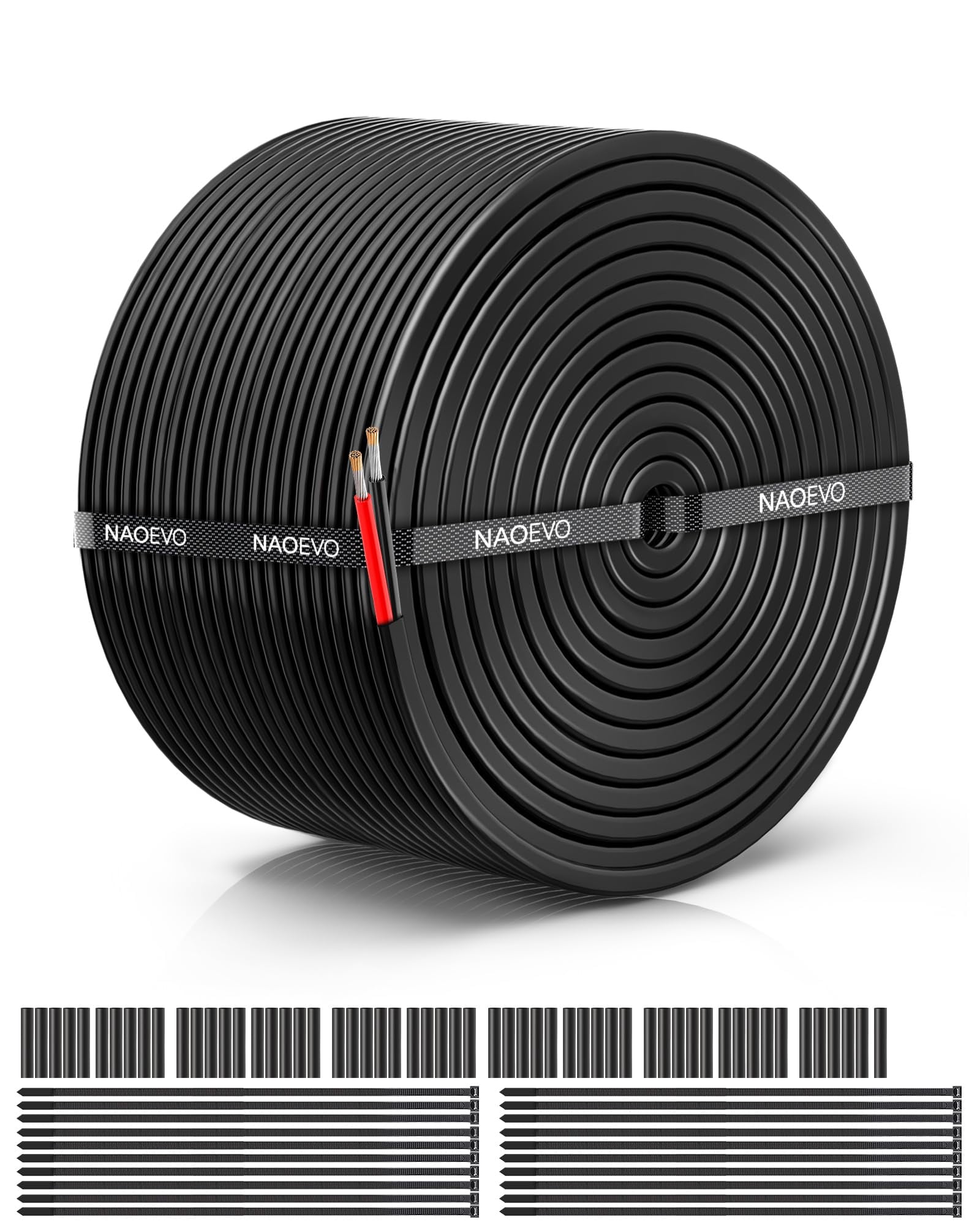 NAOEVO 12 Gauge Wire 2 Conductor Electrical Wire, 12 AWG Stranded PVC ...