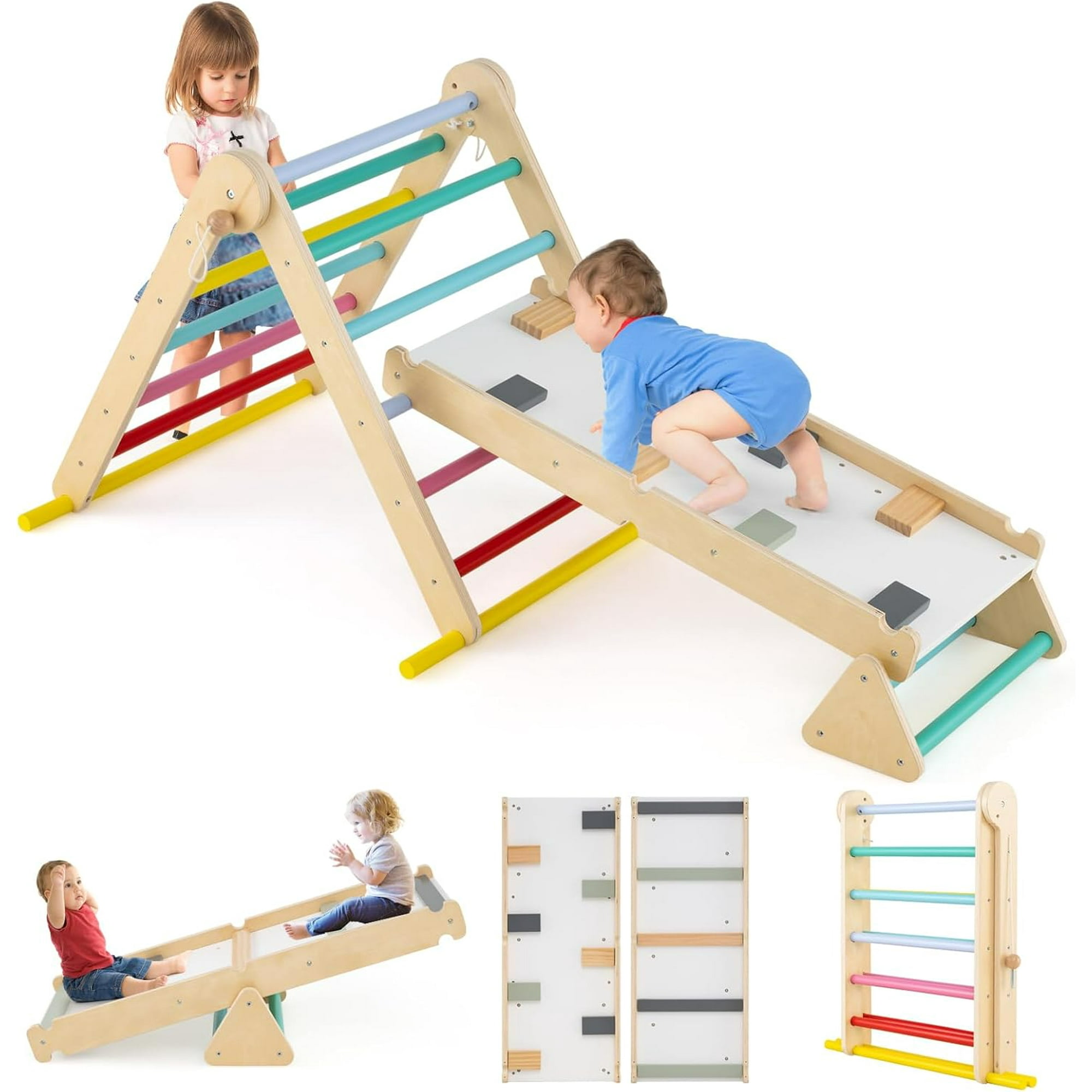 Click here for Olakids Pikler Triangle Set 7 In 1 Climbing Toys F... prices