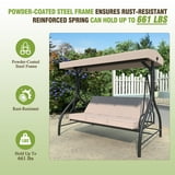 VEIKOUS 3-Seat Outdoor Porch Swing, Glider Chair w/ Adjustable Canopy and Cushions for Patio ...