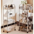 4-Tier Plastic Clear Rolling Utility Cart with Wheels, Lightweight ...