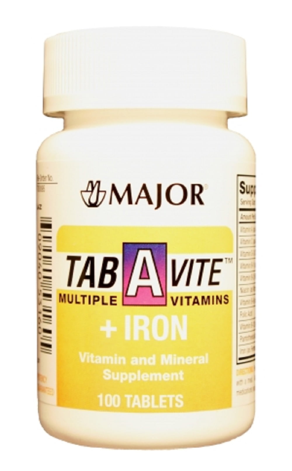 Major Tab-A-Vite Multiple Vitamins + Iron Supplement Tablets, 100 Count ...