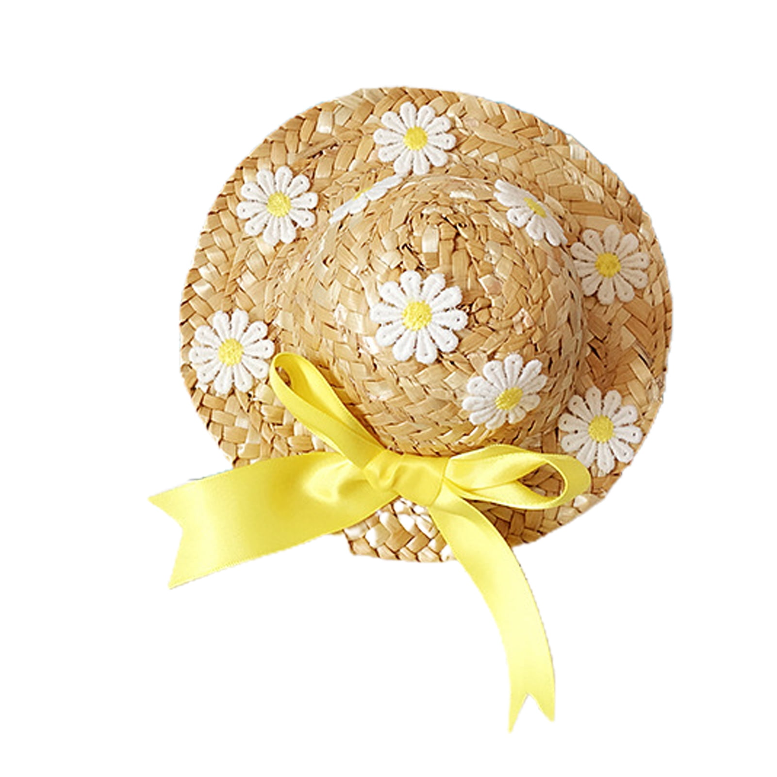 Reheyre Lace Ruffled Hem Puppy Hat - Adorable Straw Hat for Pet ...