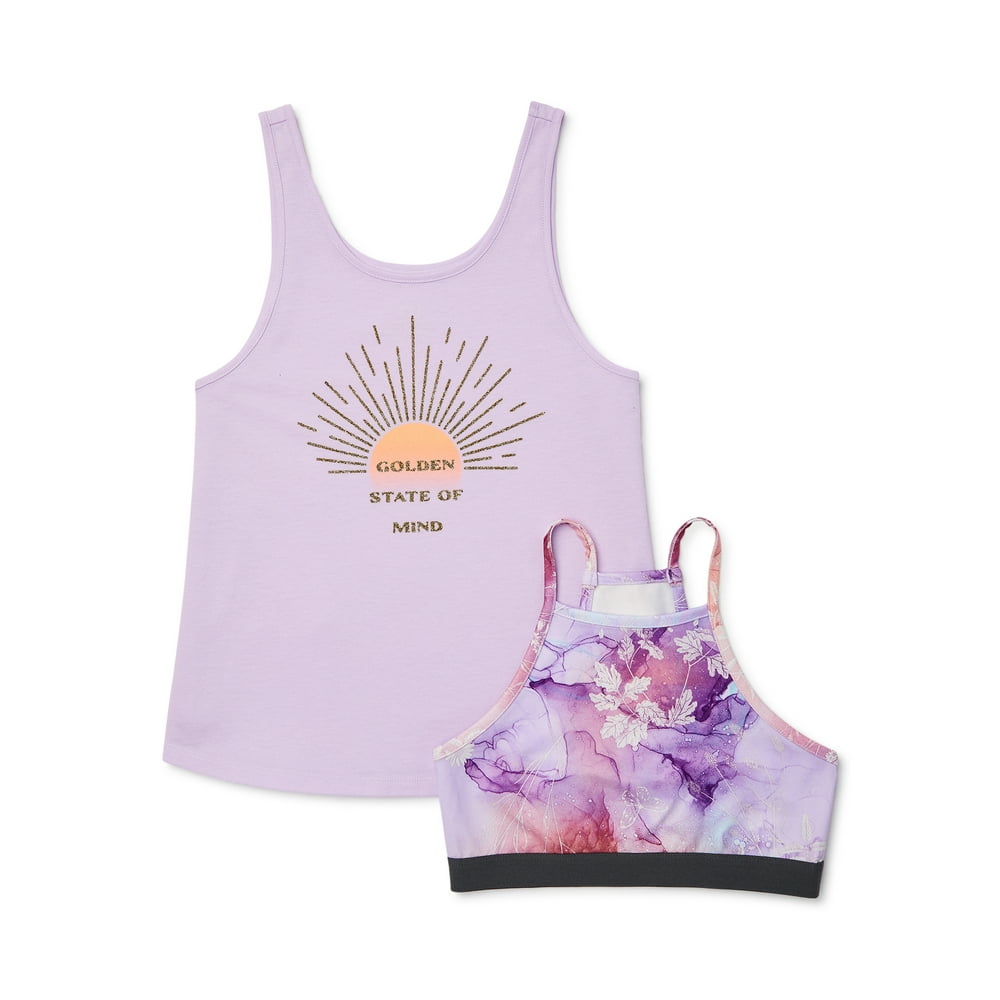 Justice - Justice Girls Graphic Tank Top and Bra, 2-Piece Set, Sizes 5 ...