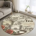 Coffee Tea Time Round Rug 3ft Washable Circle Entryway Rugs Non Slip ...