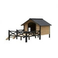 Pefilos 66" Outdoor Dog House, Large Wooden Dog Kennel with Porch ...
