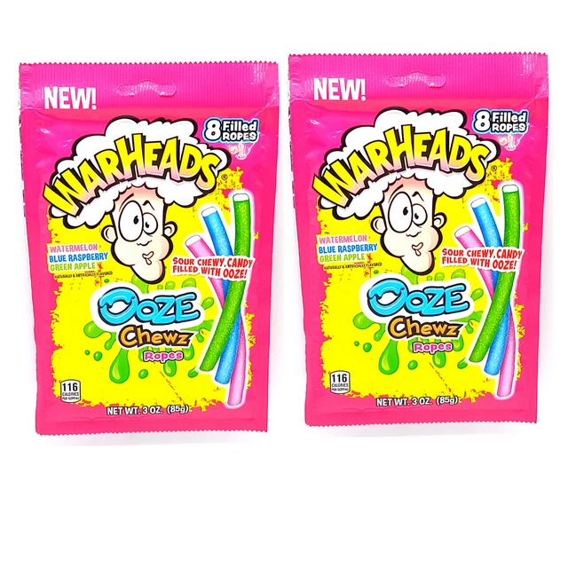Warheads Ooze Chewz Ropes Sour Candy Chewy Soft Bite with Delectable ...