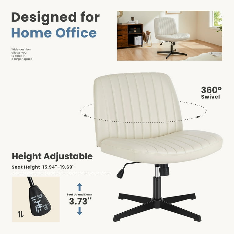 Office Chair Armless Criss Cross Legged Chair No Wheels Comfy Home Office Desk Chairs Adjustable Swivel Padded Fabric Vanity Task Computer Chair Shop Black Friday Deals for 2024 Walmart