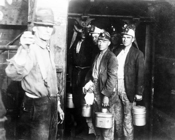 Print: Miners Entering Mine, circa 1915 - Walmart.com