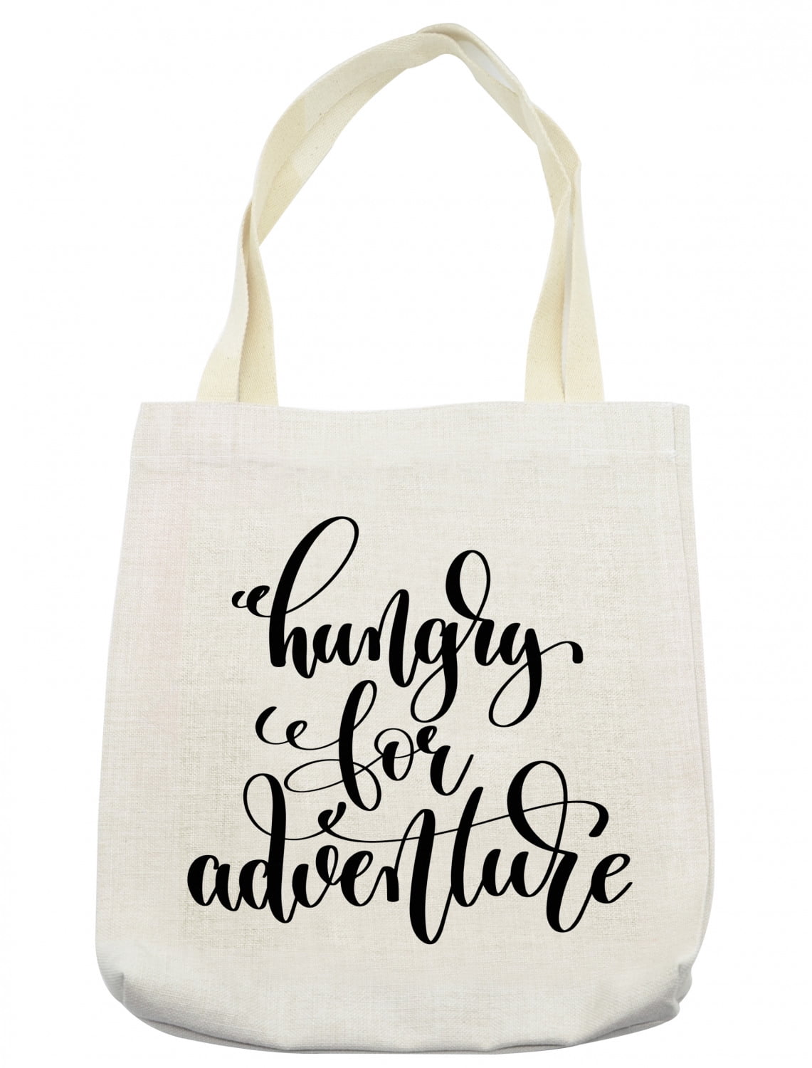Adventure Tote Bag, Monochrome Words Hungry for Adventure Journey ...