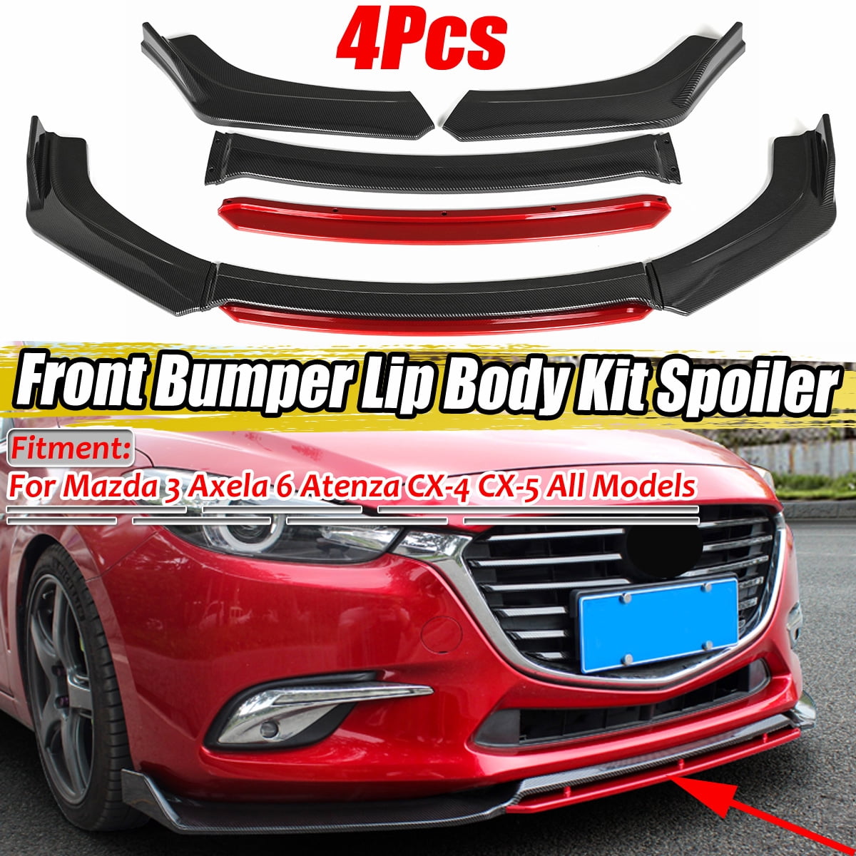 Car Bumper Lip Splitter Spoiler Chin Body Kit Universal Front Bumper ...