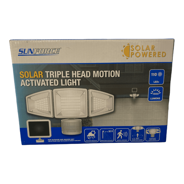 SunForce 1500 Lumens Triple Head Solar Motion Light - Walmart.com