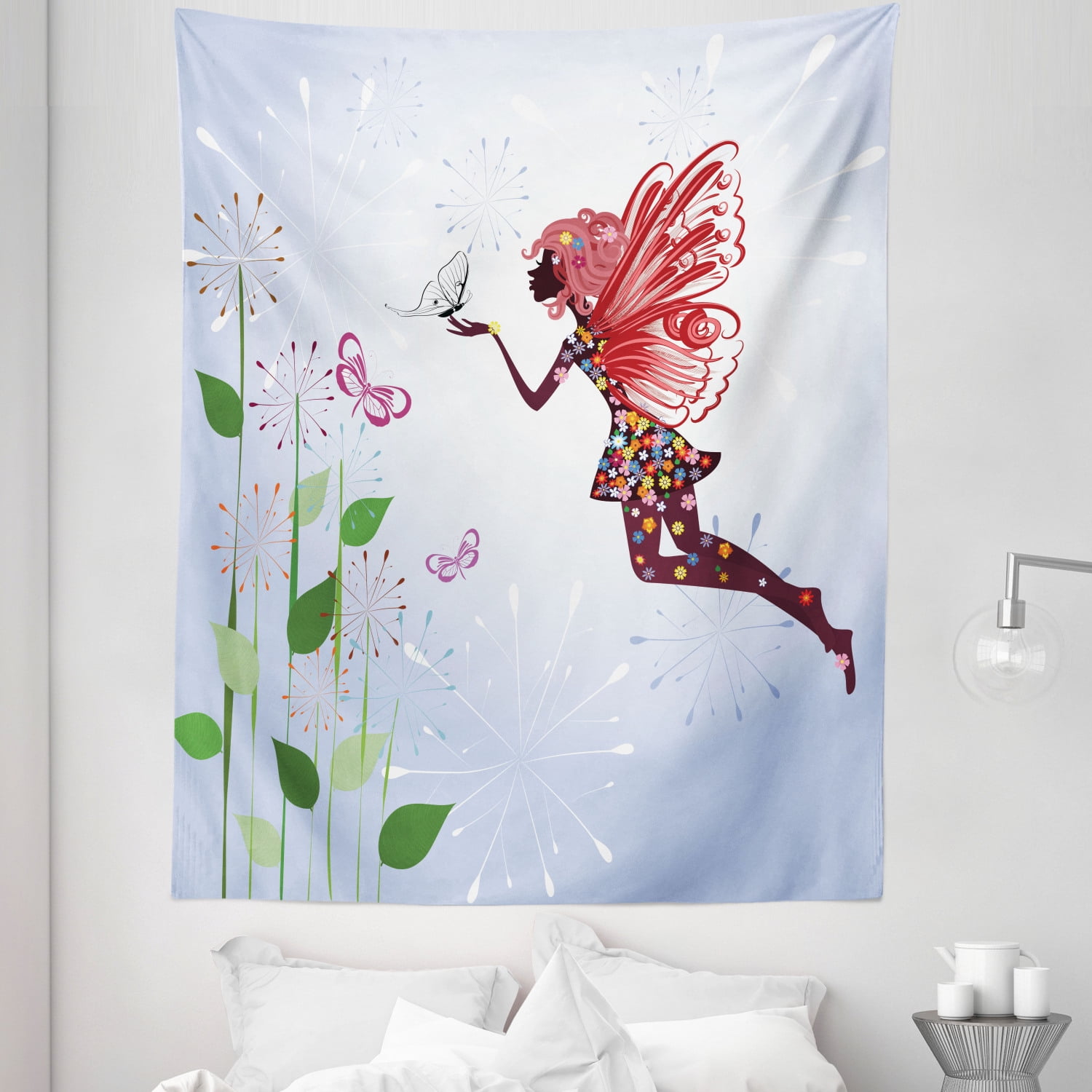 Butterfly Tapestry, Butterfly Winged Flower Built in Silhouette of and ...