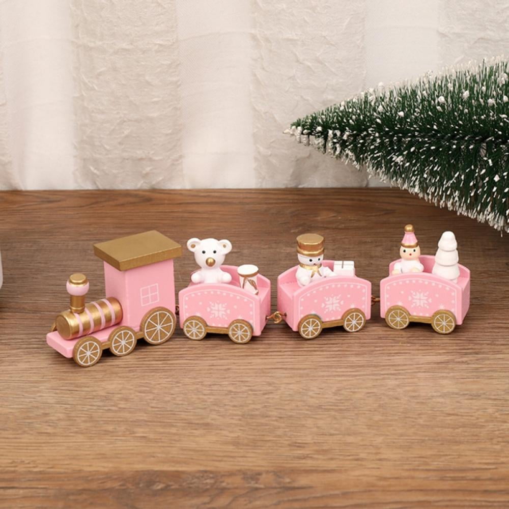 Wooden Christmas Train with Snowman, Mini Train Decor for Christmas ...