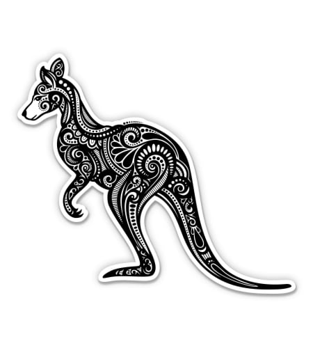 Kangaroo - 5" Vinyl Sticker - For Car Laptop I-Pad - Waterproof Decal ...