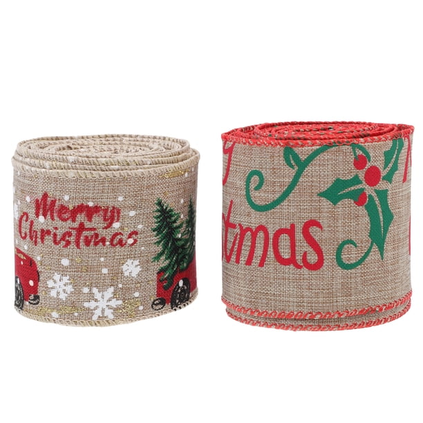2 Rolls Delicate Xmas Elements DIY Webbing Christmas Gift Packaging ...
