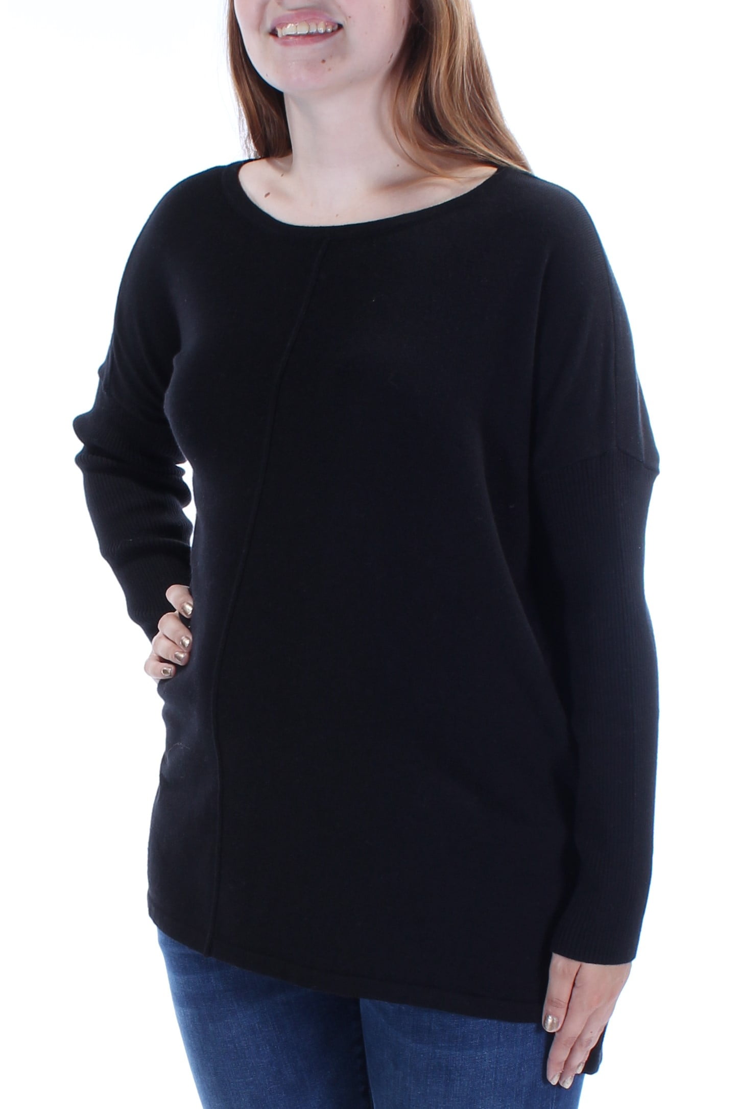 SPENSE Womens Black Long Sleeve Jewel Neck Sweater Petites PL - Walmart.com
