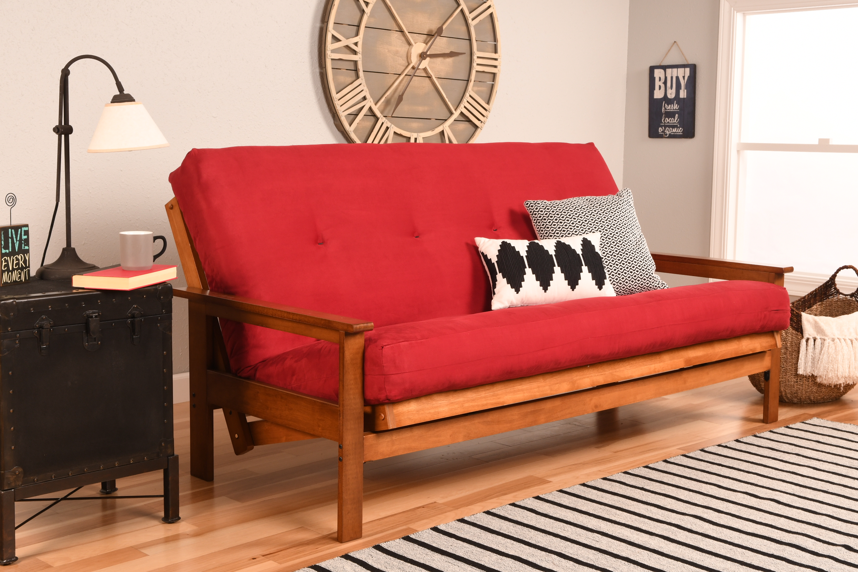 Albany Futon in Barbados Finish, Multiple Suede Colors - Walmart.com